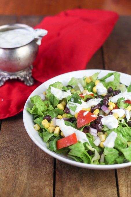 Mexican Salad With A Light And Creamy Lime And Cilantro Dressing